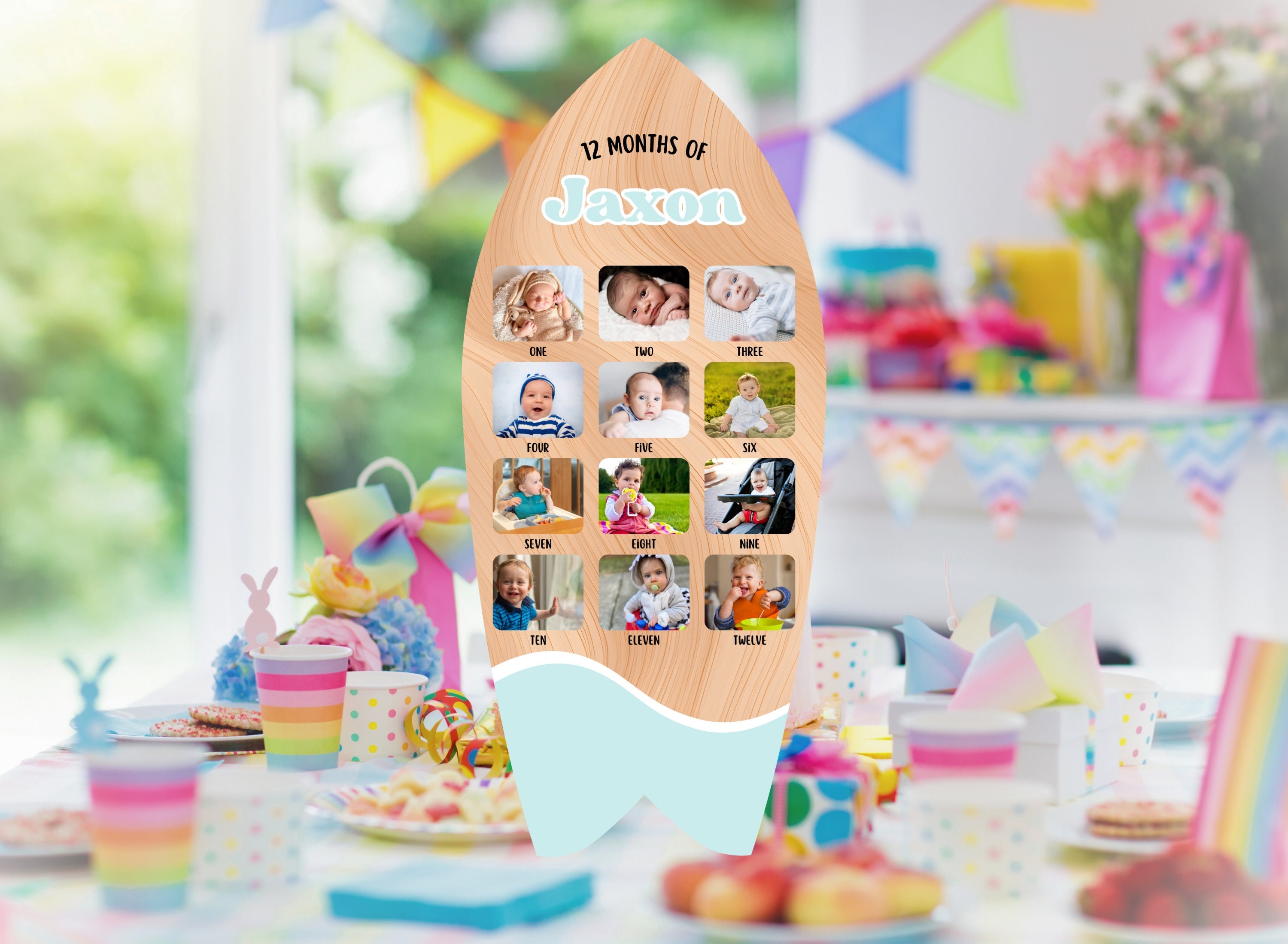 Baby's First Year Surfboard Sign, Baby's First Year 12-month Sign, the ...