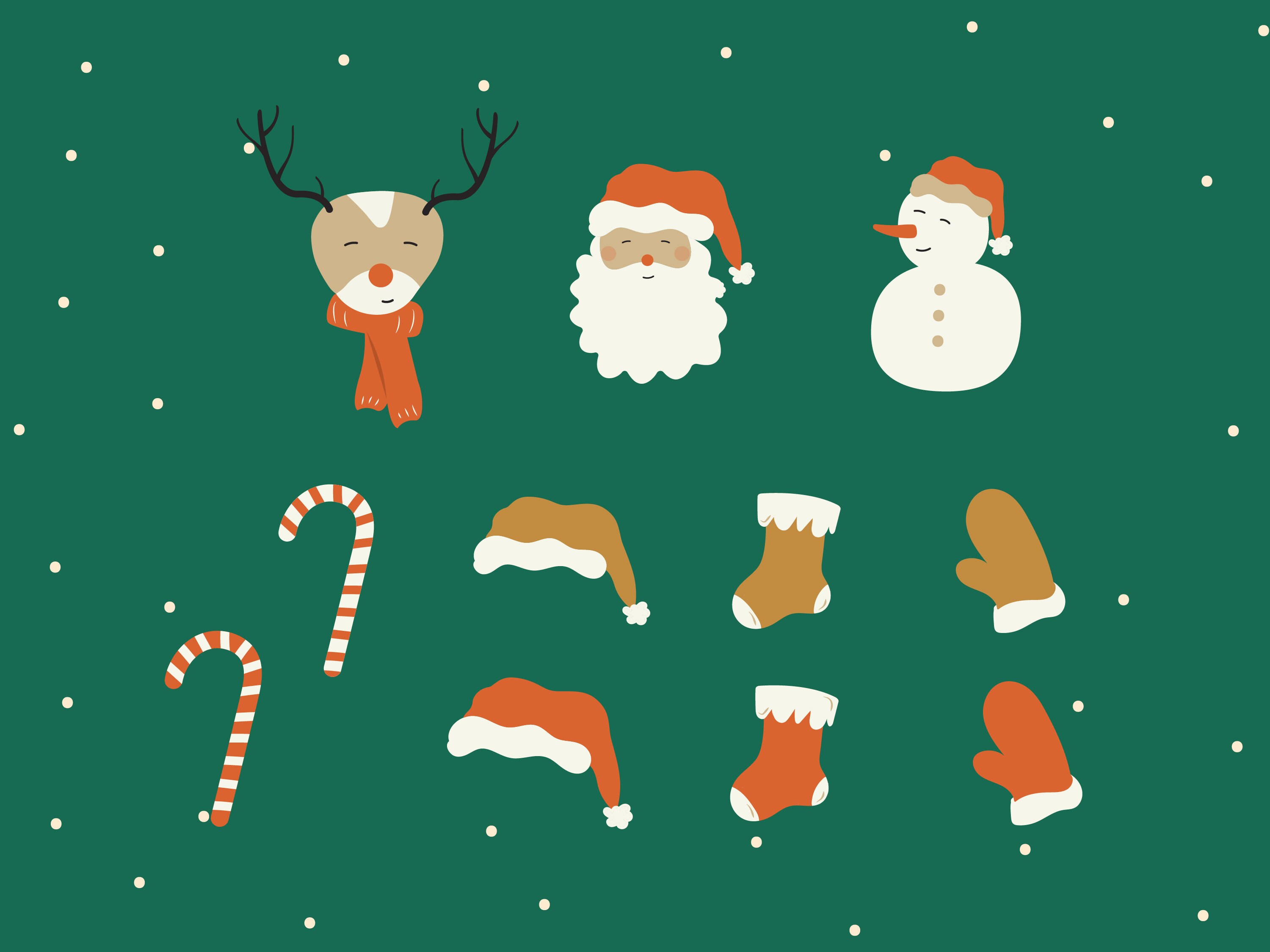 Cute Christmas Clipart, Holiday Clip Art, Commercial Use, Santa ...