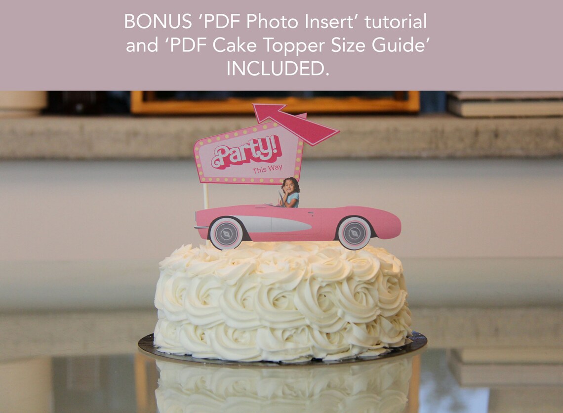 Pink Barb Car, Barbe Cut Out, Barb Movie Prop, Cake Topper, Retro Car, Barb Pink Convertible ...