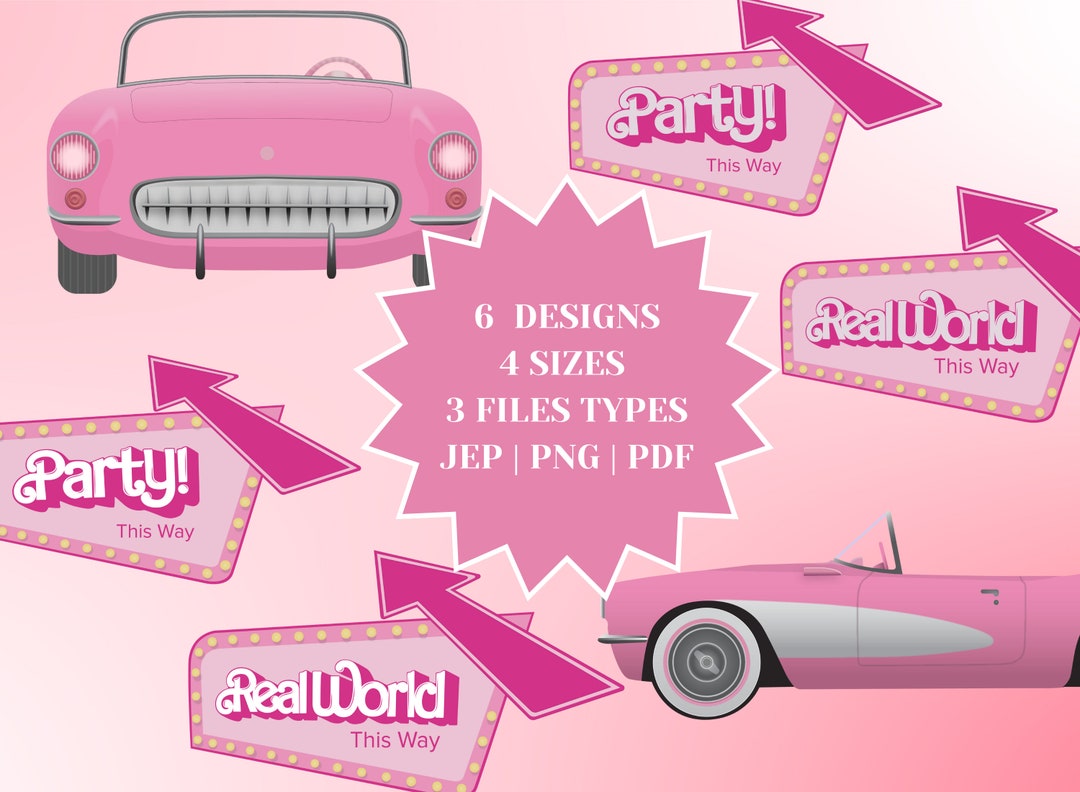 Pink Barb Car, Barbe Cut Out, Barb Movie Prop, Cake Topper, Retro Car ...