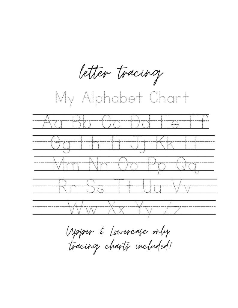 Alphabet Letter Tracing Chart - Etsy