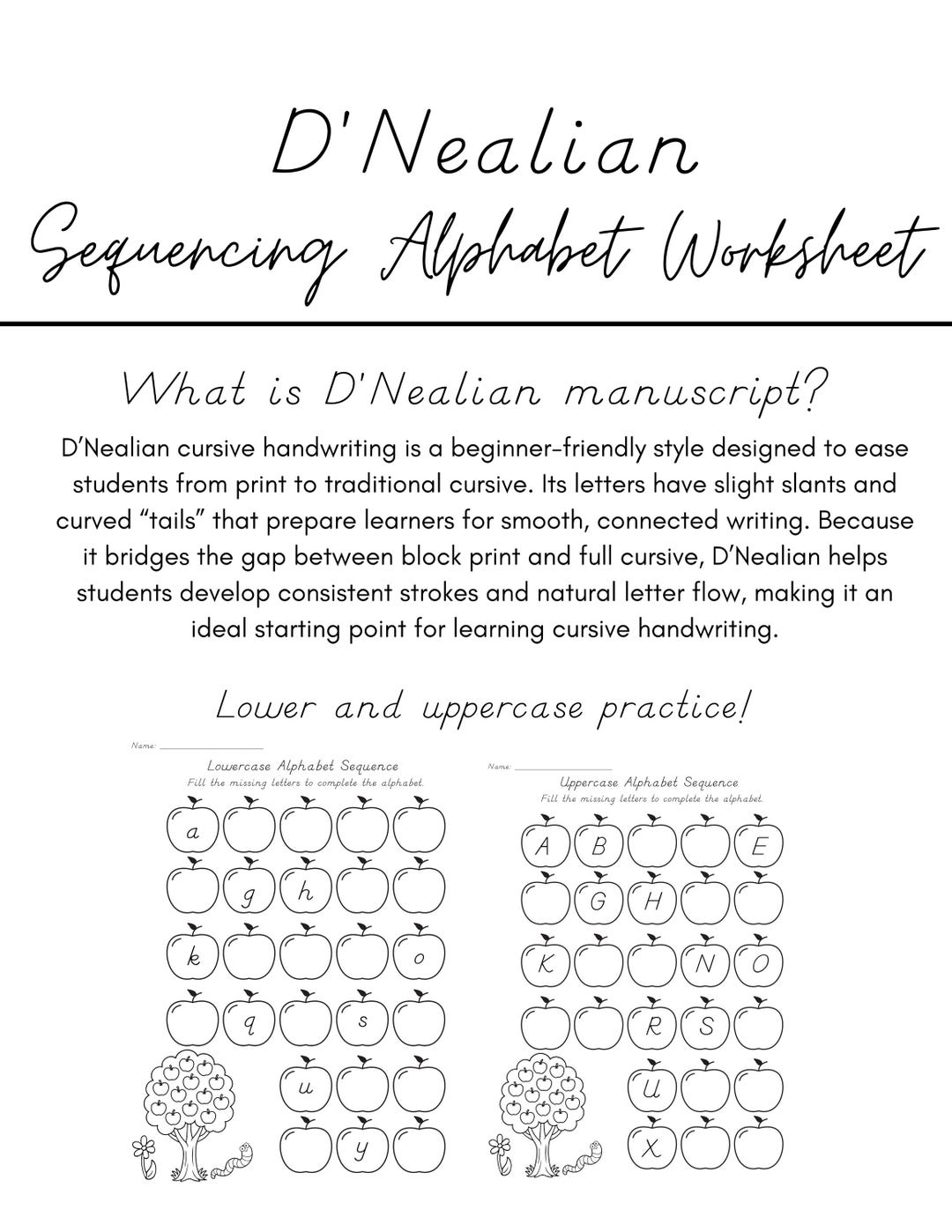 D'nealian Alphabet Worksheet - Sequencing Alphabet, D'nealian ...