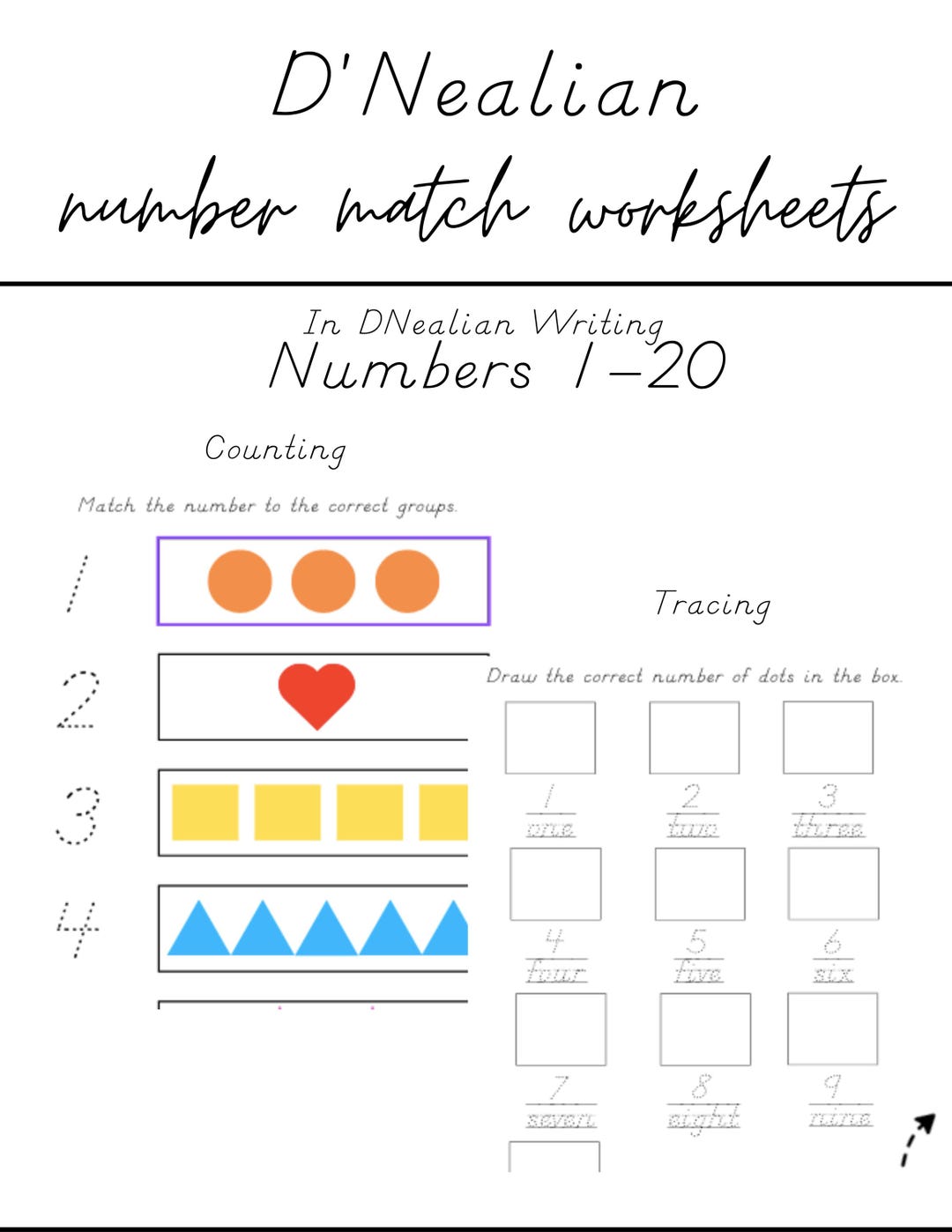 D'nealian Number Matching Worksheet - D'nealian Handwriting, Cursive ...