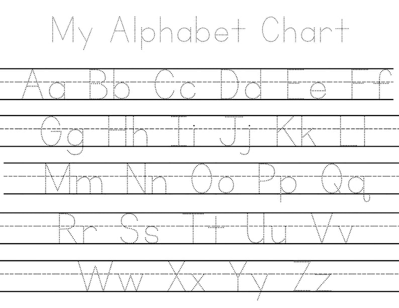 Alphabet Letter Tracing Chart - Etsy
