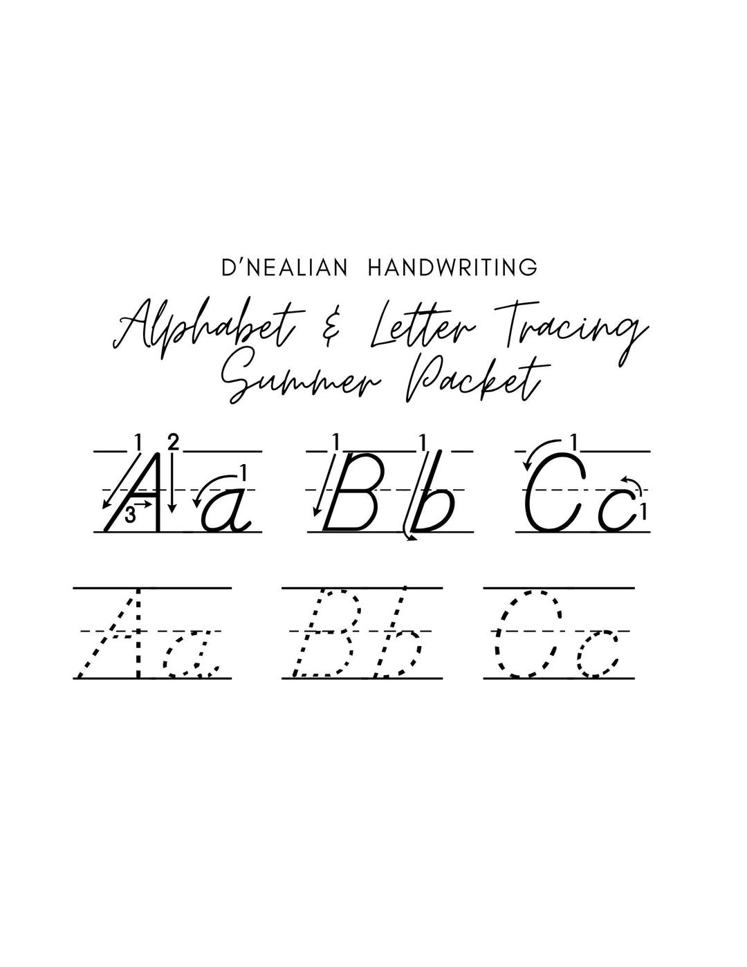 D'nealian Handwriting Tracing- an Alphabet Tracing Guide - Etsy