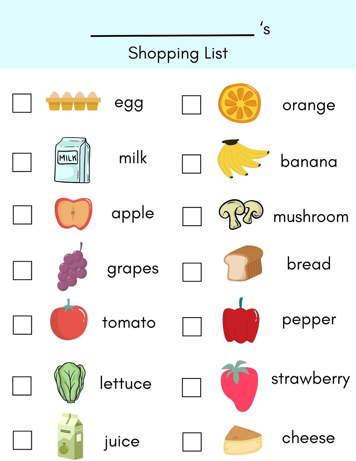 Customizable Kids Shopping List - Etsy