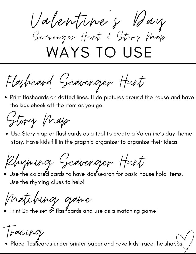 Valentine's Day Scavenger Hunts & Story Map - Etsy