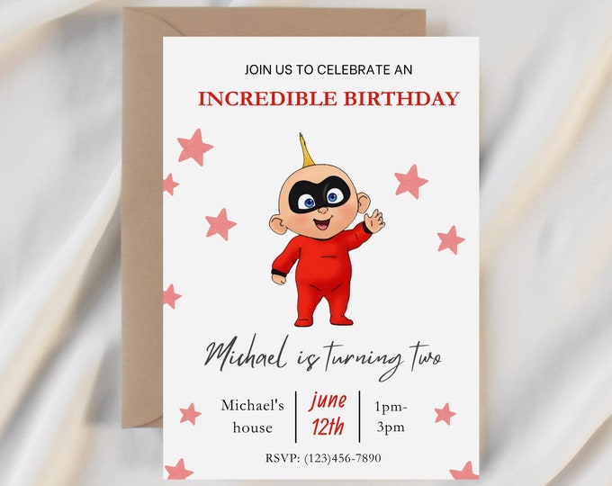 The Incredibles Digital Invitation - Etsy