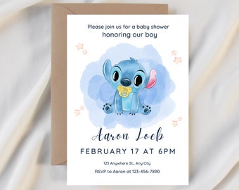 Stitch Aloha Baby Shower Invitation, Digital and Printable Invite, Lilo ...