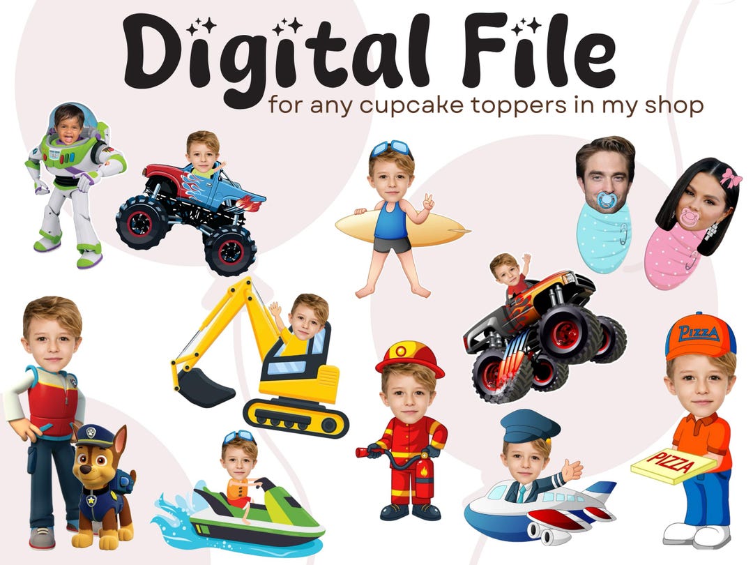 Digital Cupcake Toppers | Digital Cake Toppers | Custom Cupcake Toppers ...