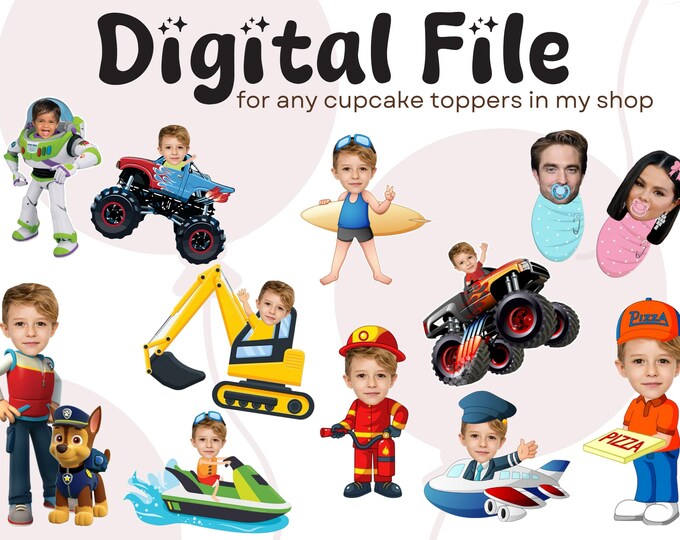 Digital Cupcake Toppers | Digital Cake Toppers | Custom Cupcake Toppers ...