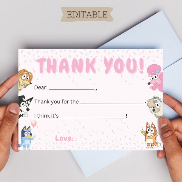 Bluey Thank You Notes - Etsy