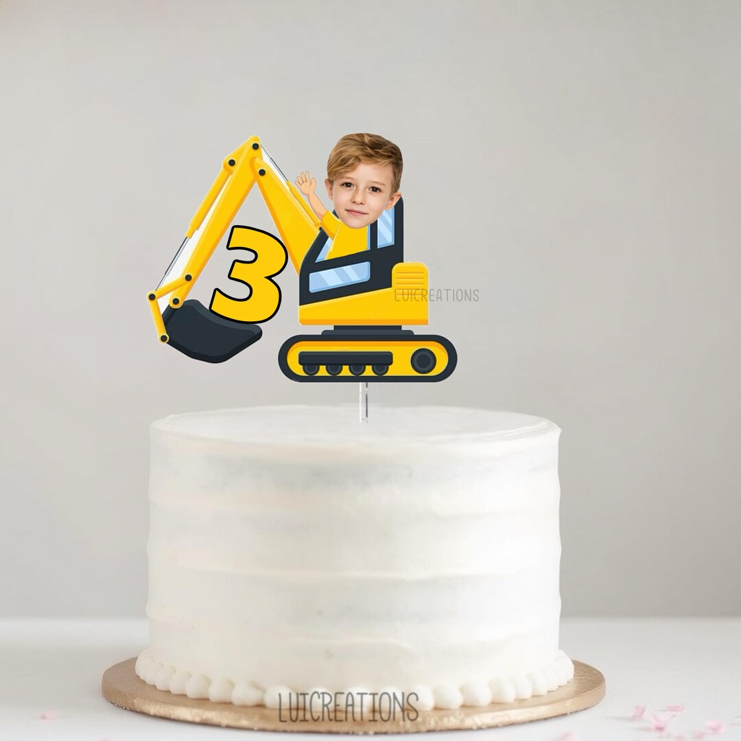 Excavator Photo Cake Topper, Construction Cake Topper, Funny Cake ...