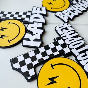 ONE Cool Dude Cake Topper 1st Birthday Electric Smiley Face ONE Happy ...