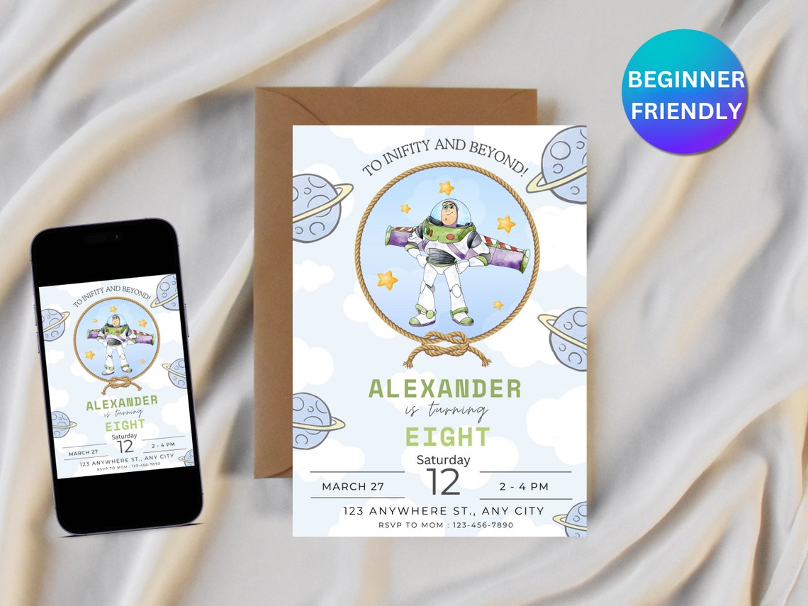 Buzz Lightyear Birthday Invitation Toy Story Birthday Invite - Etsy