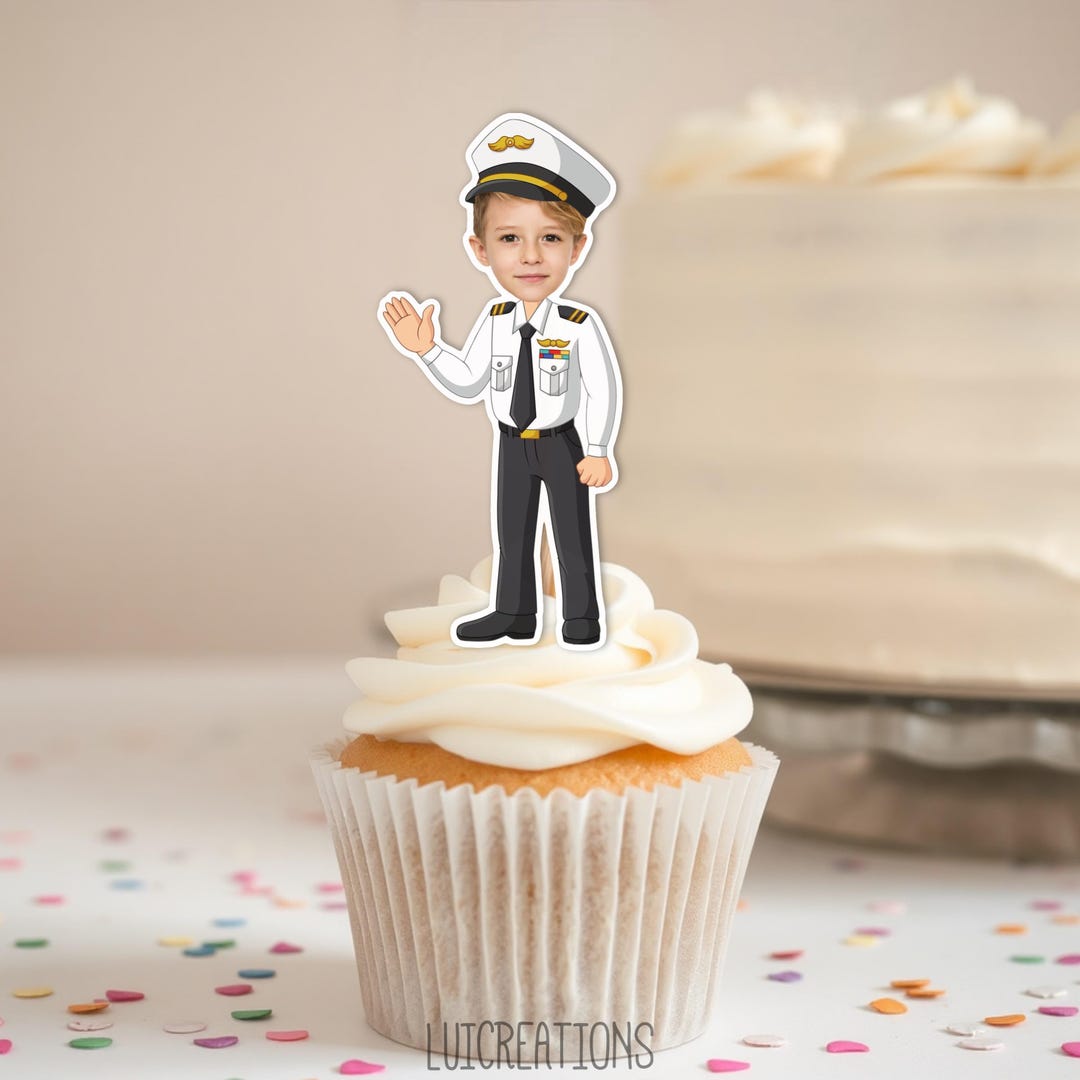 Pilot Cupcake Toppers, Airplane Cupcake Toppers, Aviator Cupcake ...