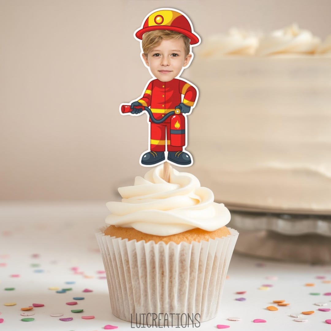 Firefighter Hero Rescue Birthday Party Cupcake Topper, Firefighter ...