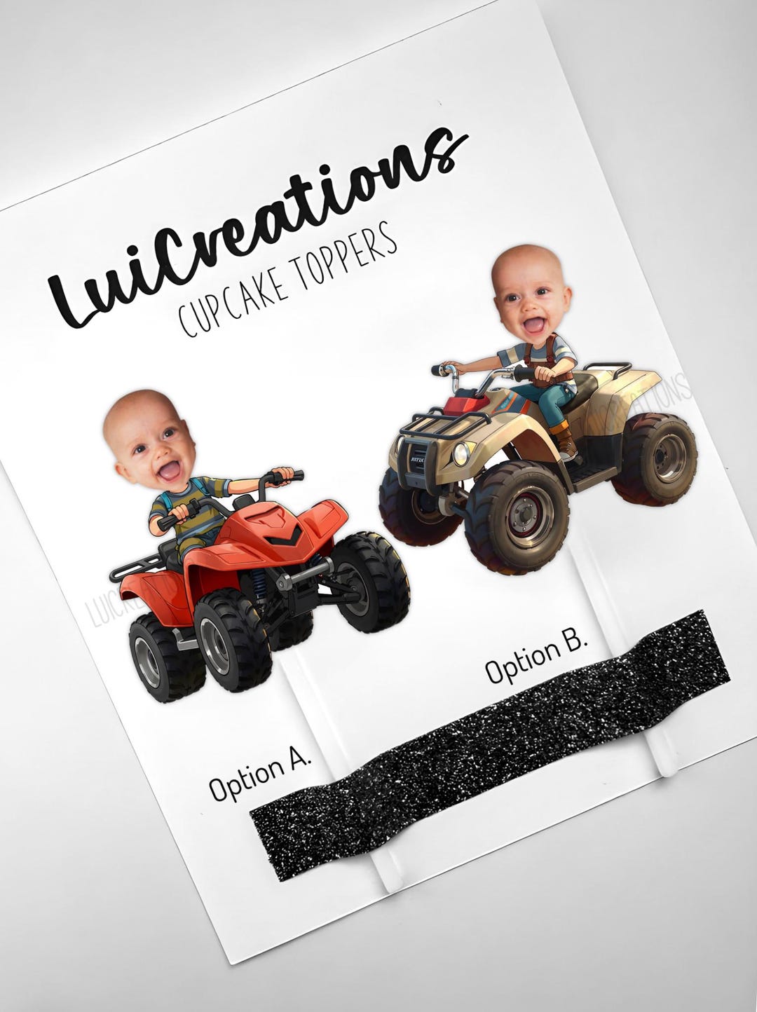 Quad Bike Cupcake Topper, Personalized Quad Driver Face Cupcake Topper ...