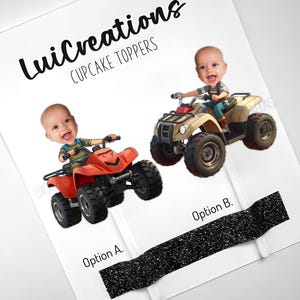 Quad Bike Cupcake Topper, Personalized Quad Driver Face Cupcake Topper ...