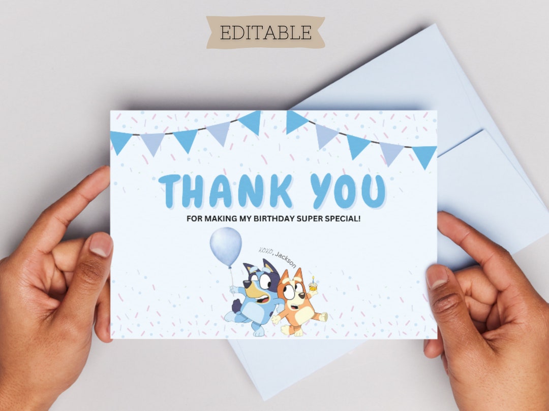 Bluey Birthday Thank You Card Bluey Thank You Card Bluey - Etsy Canada