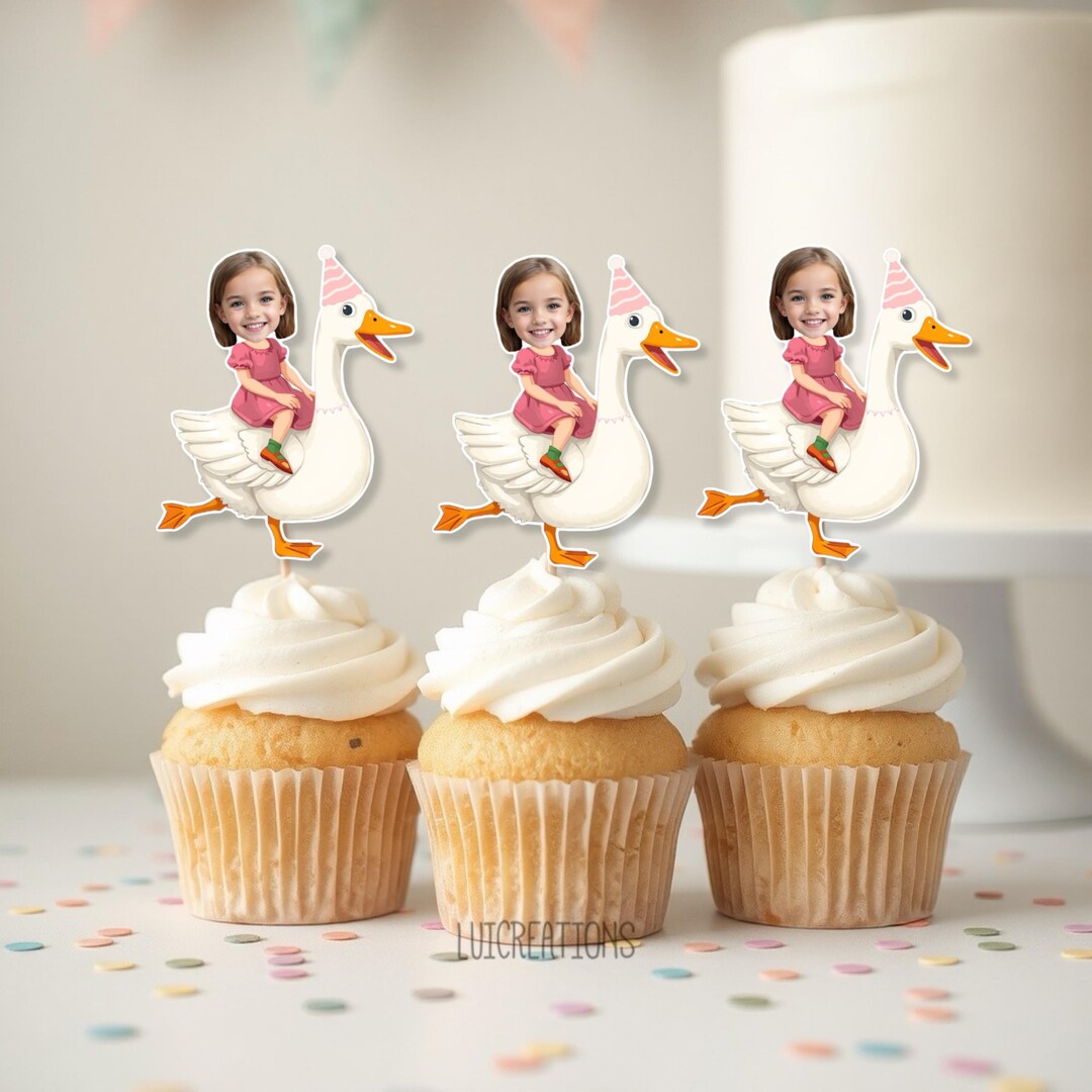 Silly Goose Cupcake Toppers, One Silly Goose Birthday Party, Custom ...