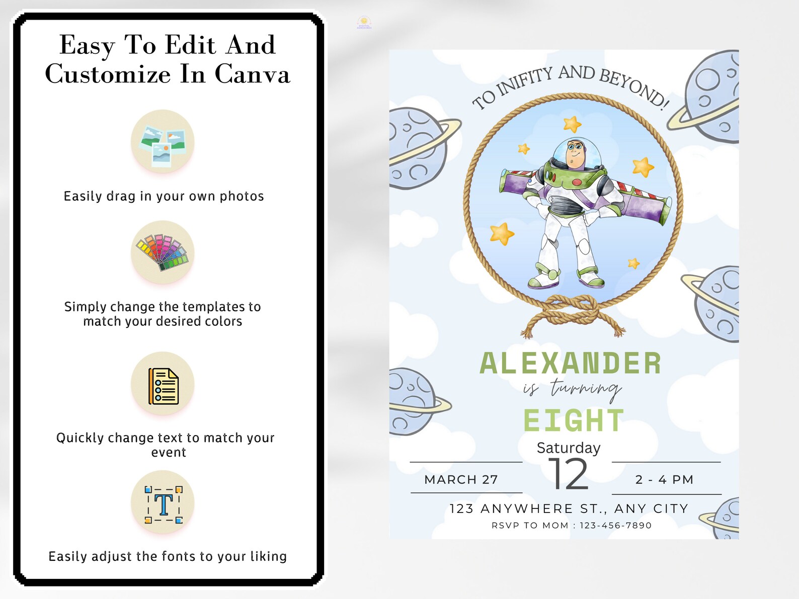 Buzz Lightyear Birthday Invitation, Toy Story Birthday Invite, to ...