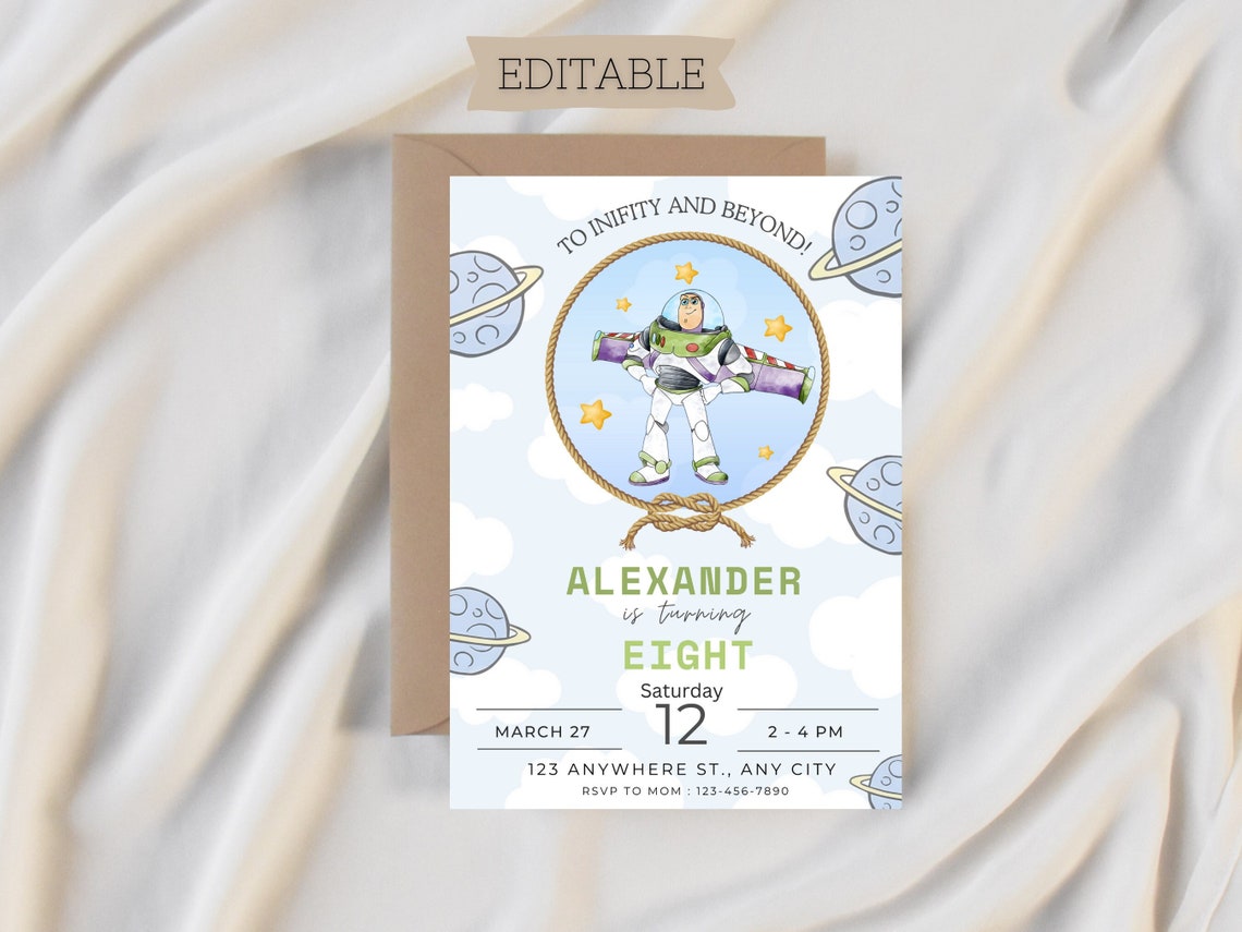 Buzz Lightyear Birthday Invitation, Toy Story Birthday Invite, to ...