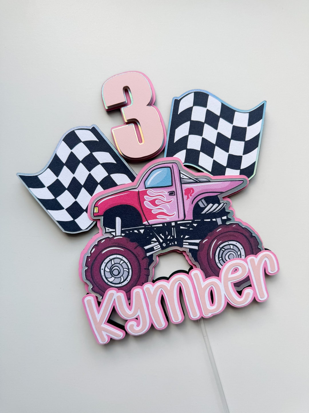 Pink Monster Truck Cake Topper, Truck Theme Party Topper, Custom ...