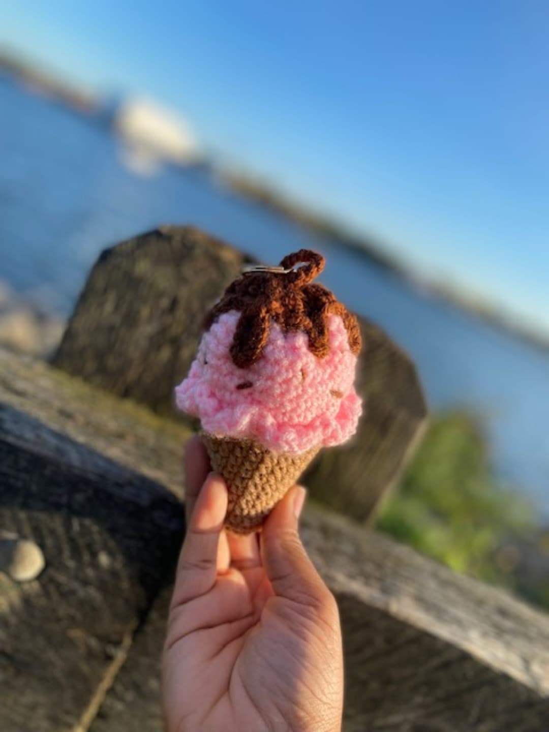 Personalized Crochet Cone Ice Cream Keyring- Handmade Cute Keyring ...