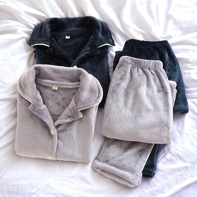 Fluffy Soft Cotton Pajama Set Unisex Comfort Loungewear Dark - Etsy