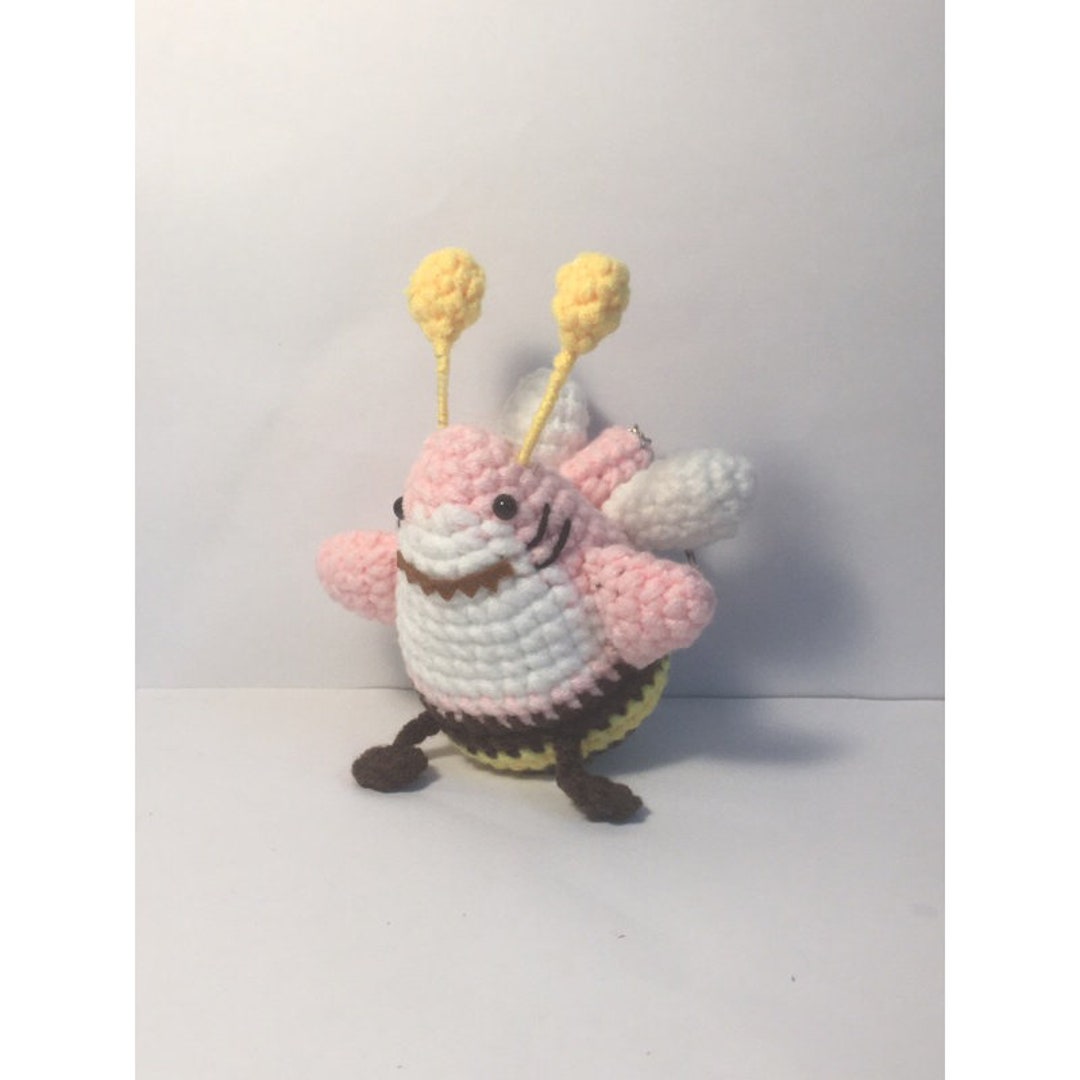Super Cute and Adorable Bee Shark Handmade Wool Keychain 2 - Etsy
