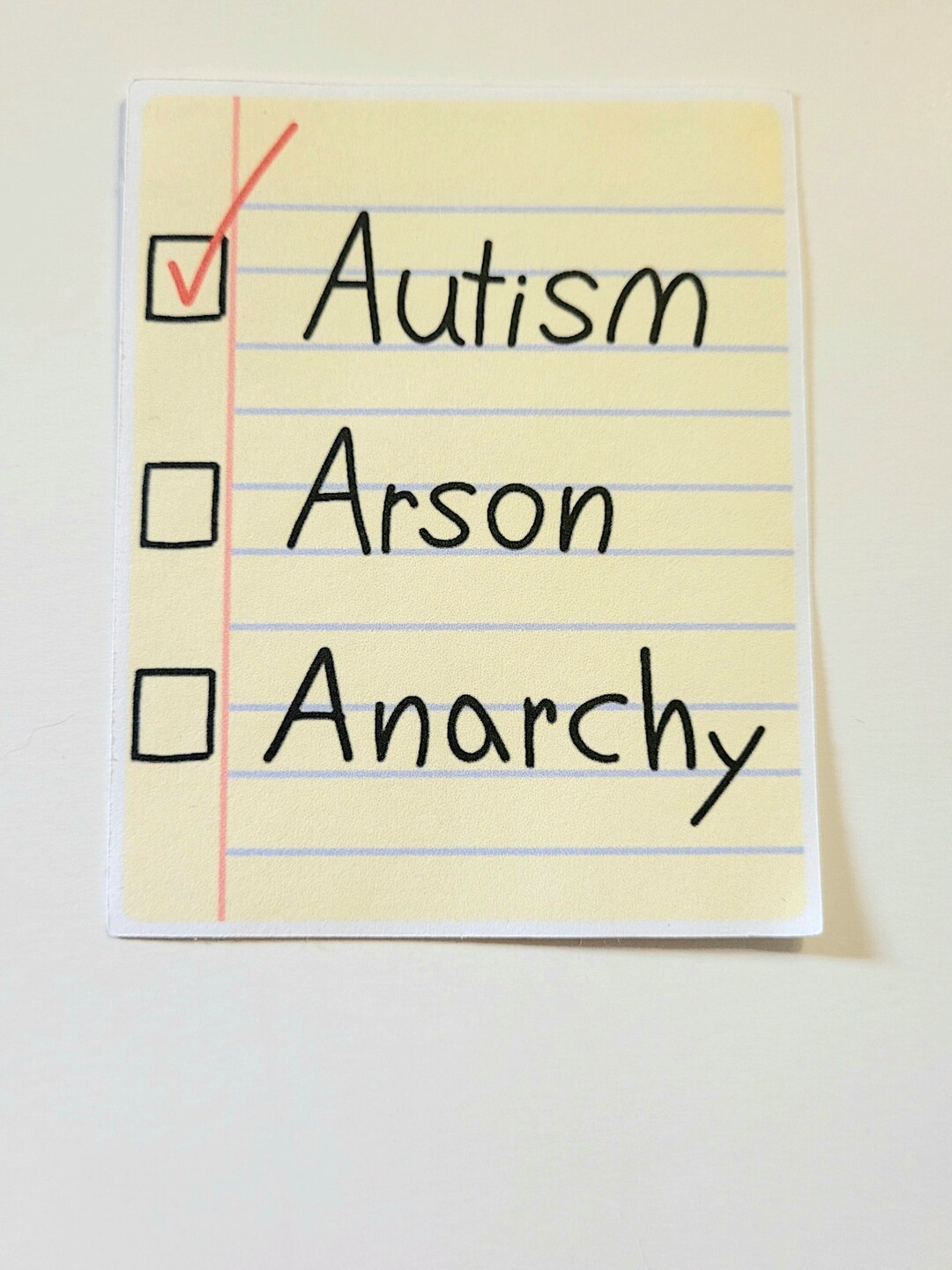Autism Arson Anarchy Checklist Sticker - Etsy