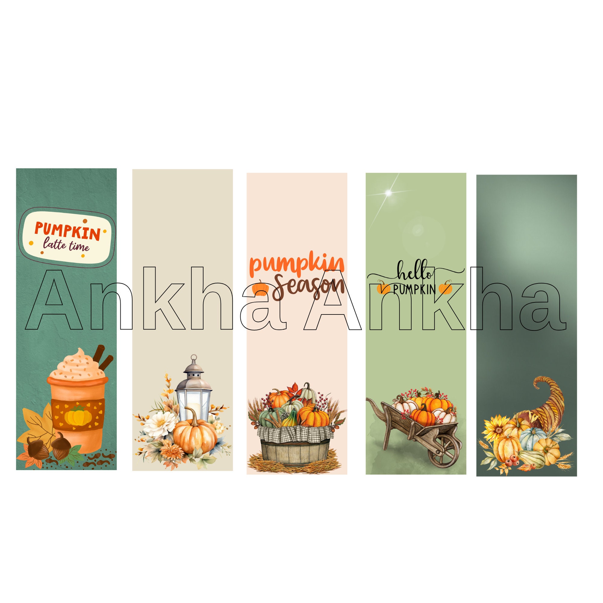 Pumpkin Printable Bookmarks, Digital Bookmarks, Pumpkin Bookmarks ...