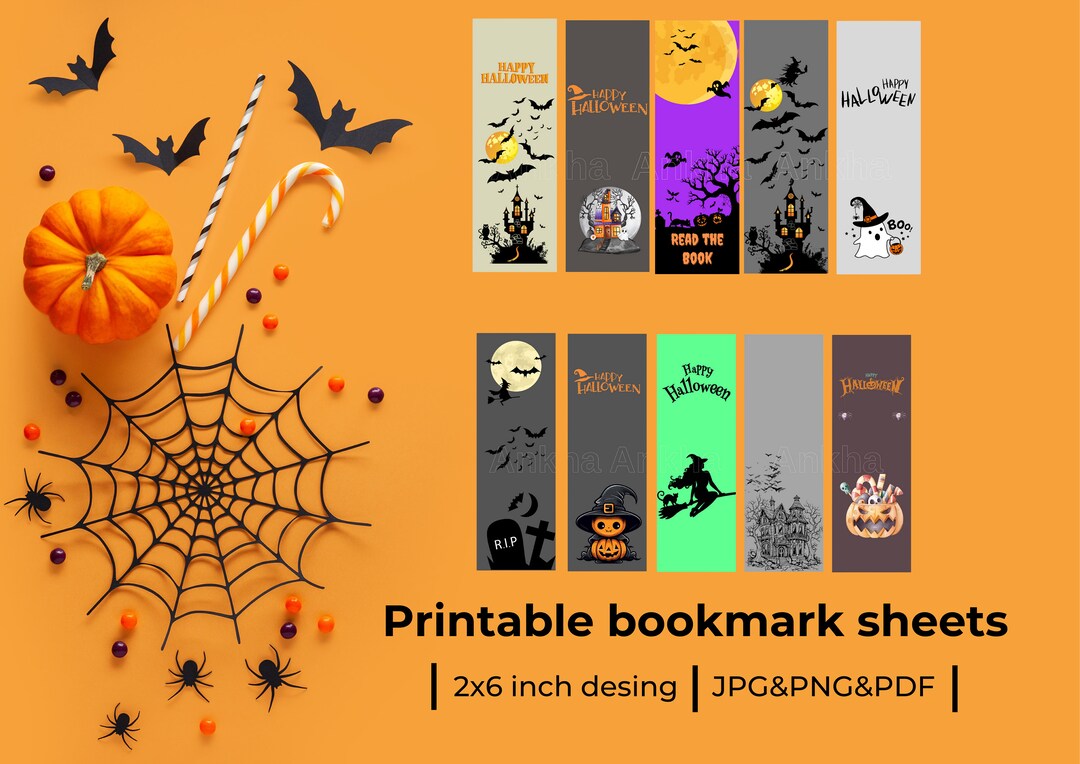 Halloween Printable Bookmarks, Digital Bookmarks, Helloween Bookmarks ...