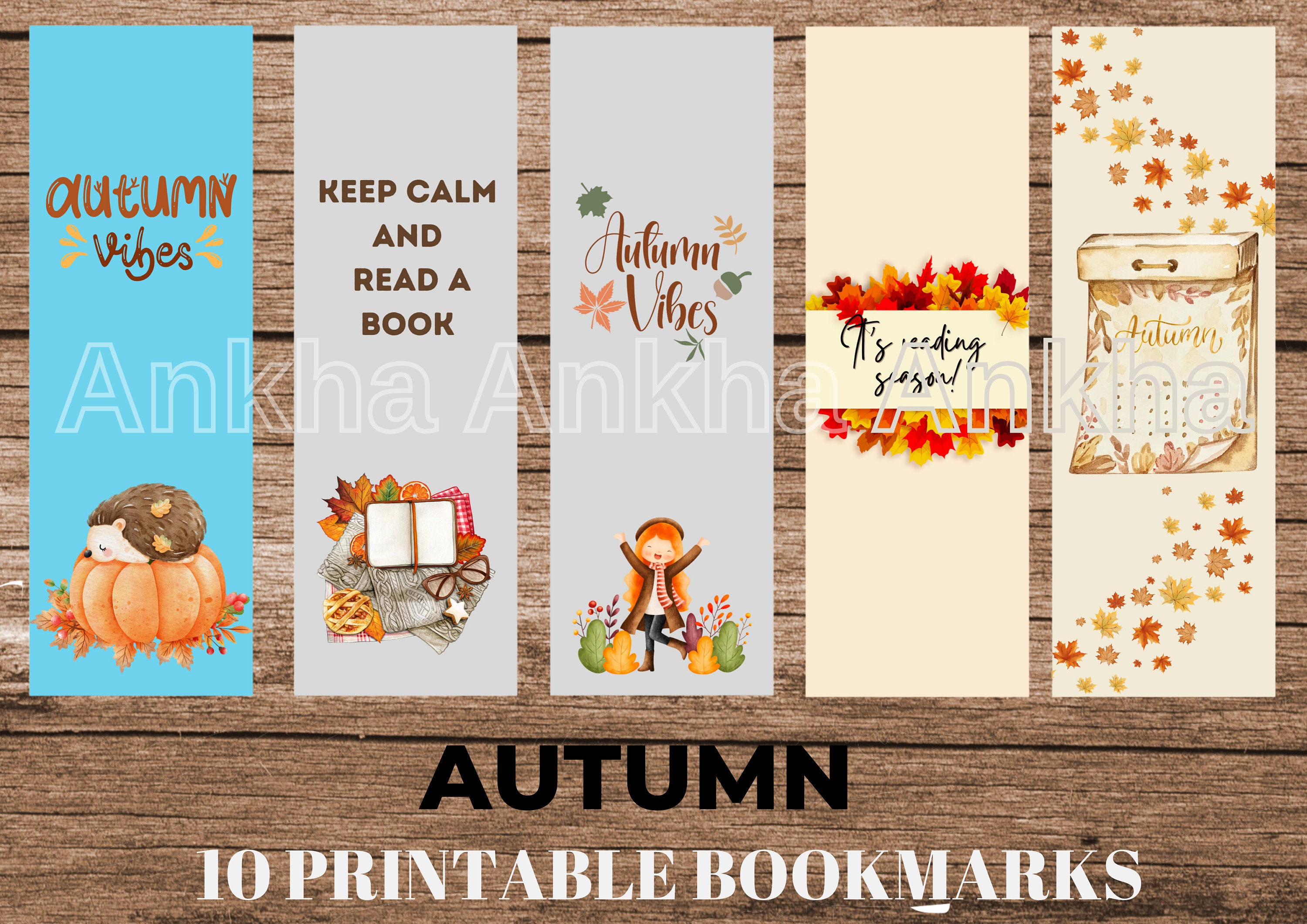 Autumn Printable Bookmarks, Digital Bookmarks, Autumn Bookmarks ...