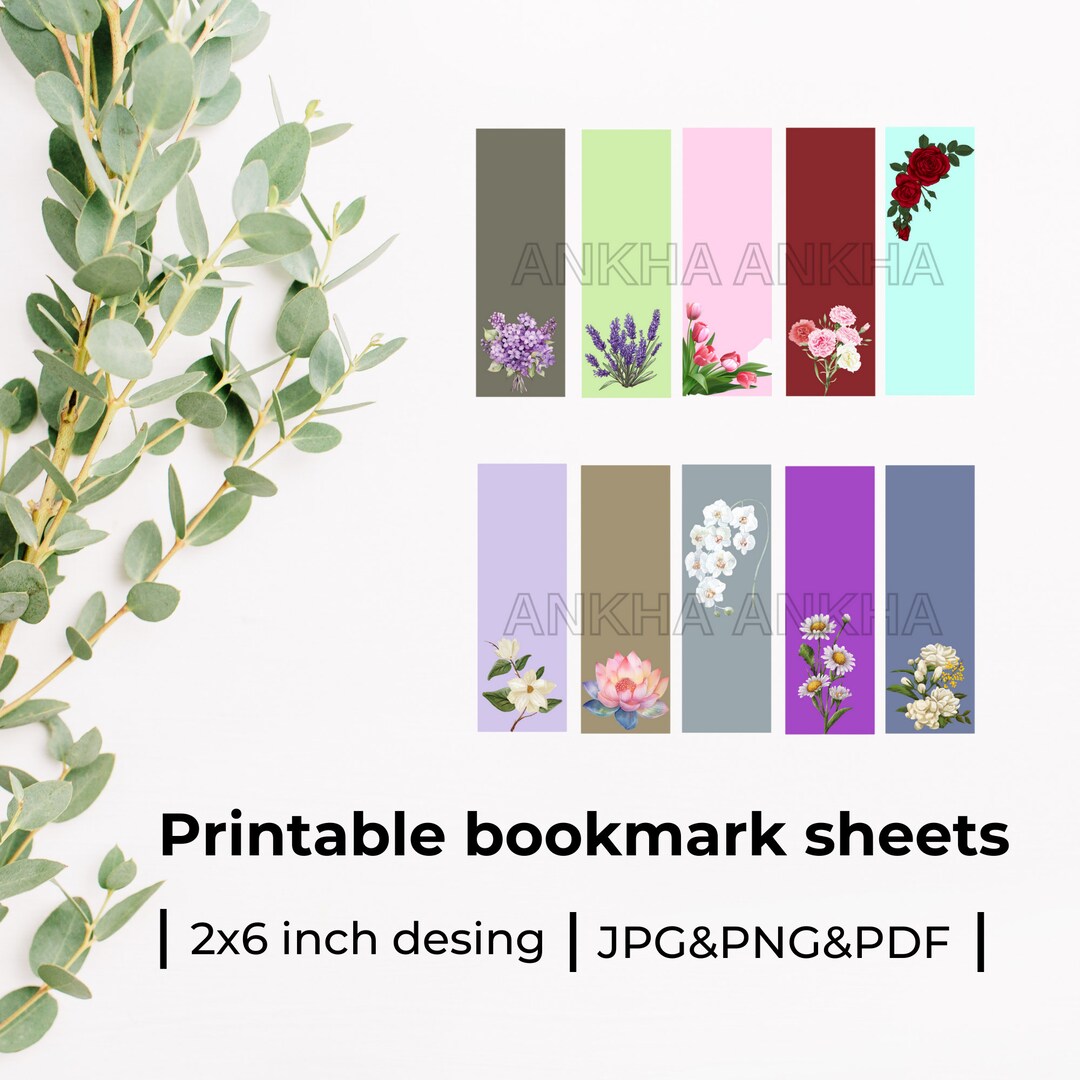 Flowers Printable Bookmarks, Digital Bookmarks, Flowers Bookmarks ...
