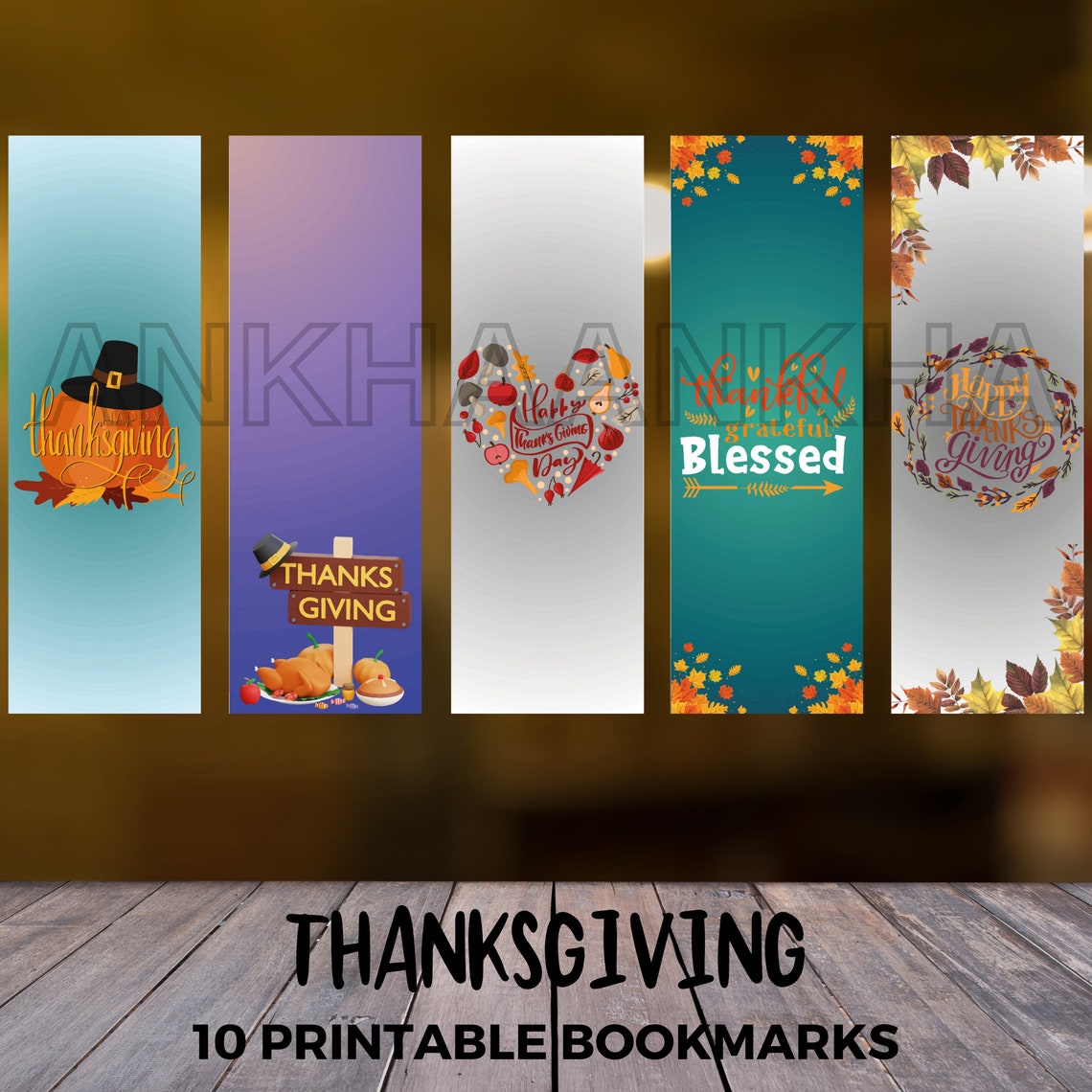 Thanksgiving Printable Bookmarks, Thanksgiving, Digital Bookmark ...