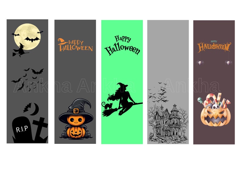 Halloween Printable Bookmarks, Digital Bookmarks, Helloween Bookmarks ...