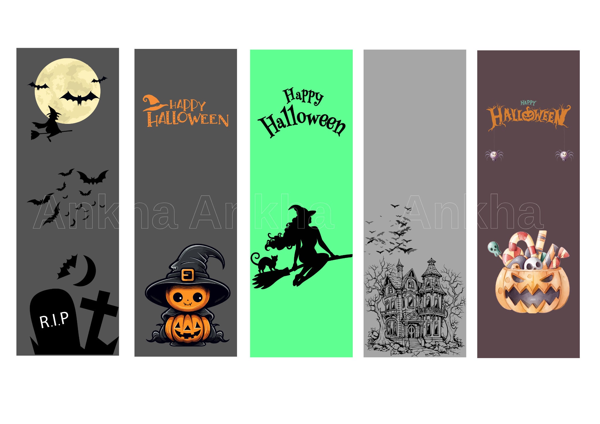 Halloween Printable Bookmarks, Digital Bookmarks, Helloween Bookmarks ...