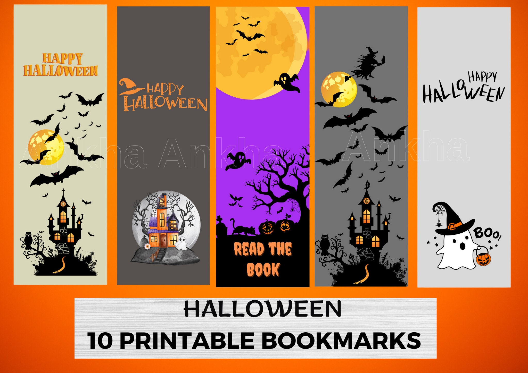 Halloween Printable Bookmarks, Digital Bookmarks, Helloween Bookmarks ...
