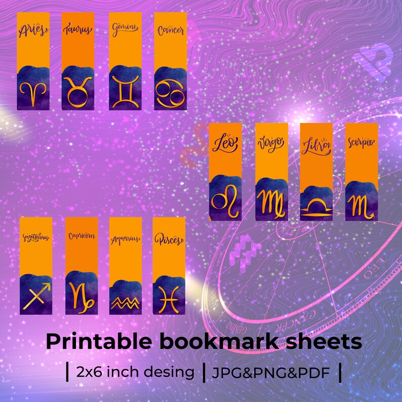 Horoscope Printable Bookmarks, Horoscope, Digital Bookmarks, Horoscope ...