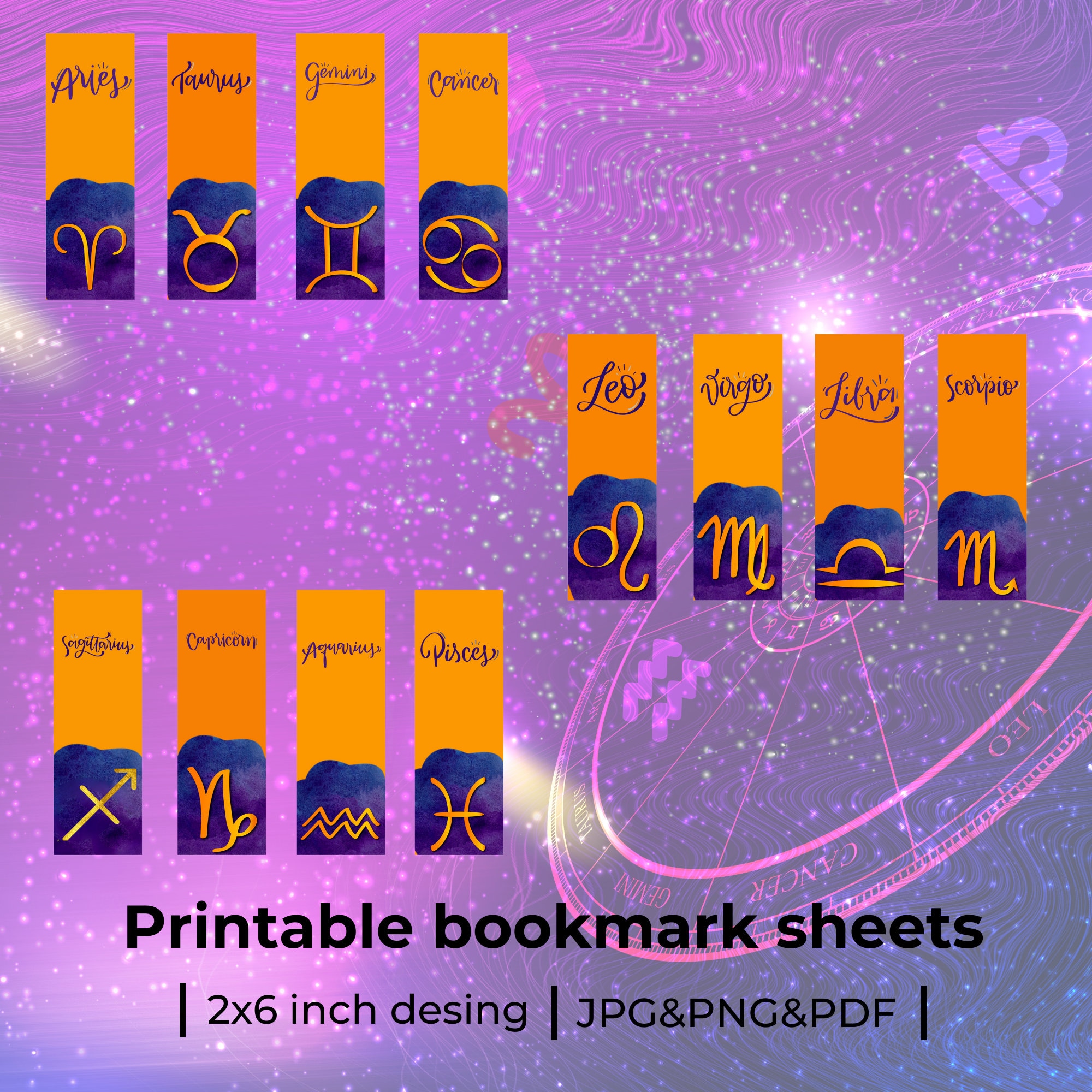 Horoscope Printable Bookmarks Horoscope Digital Bookmarks - Etsy