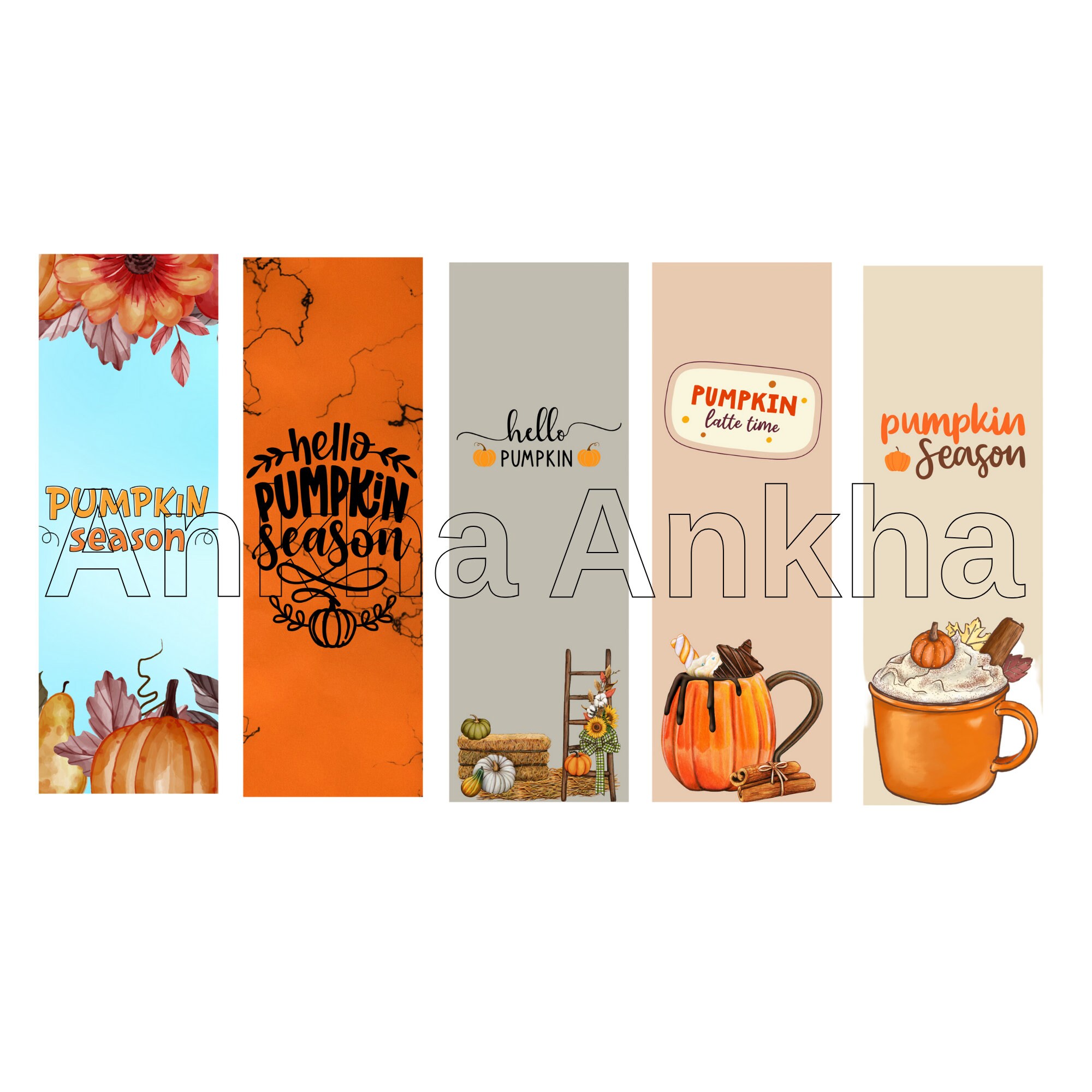 Pumpkin Printable Bookmarks, Digital Bookmarks, Pumpkin Bookmarks ...