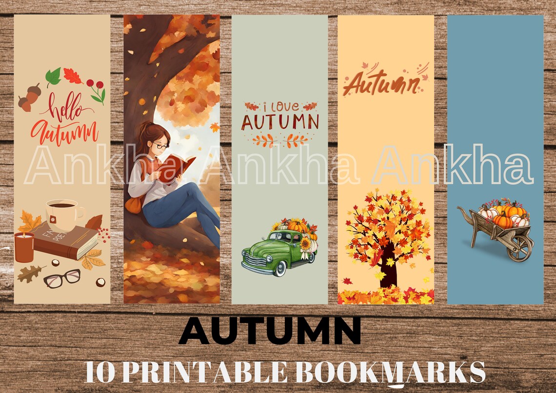 Autumn Printable Bookmarks, Digital Bookmarks, Autumn Bookmarks ...