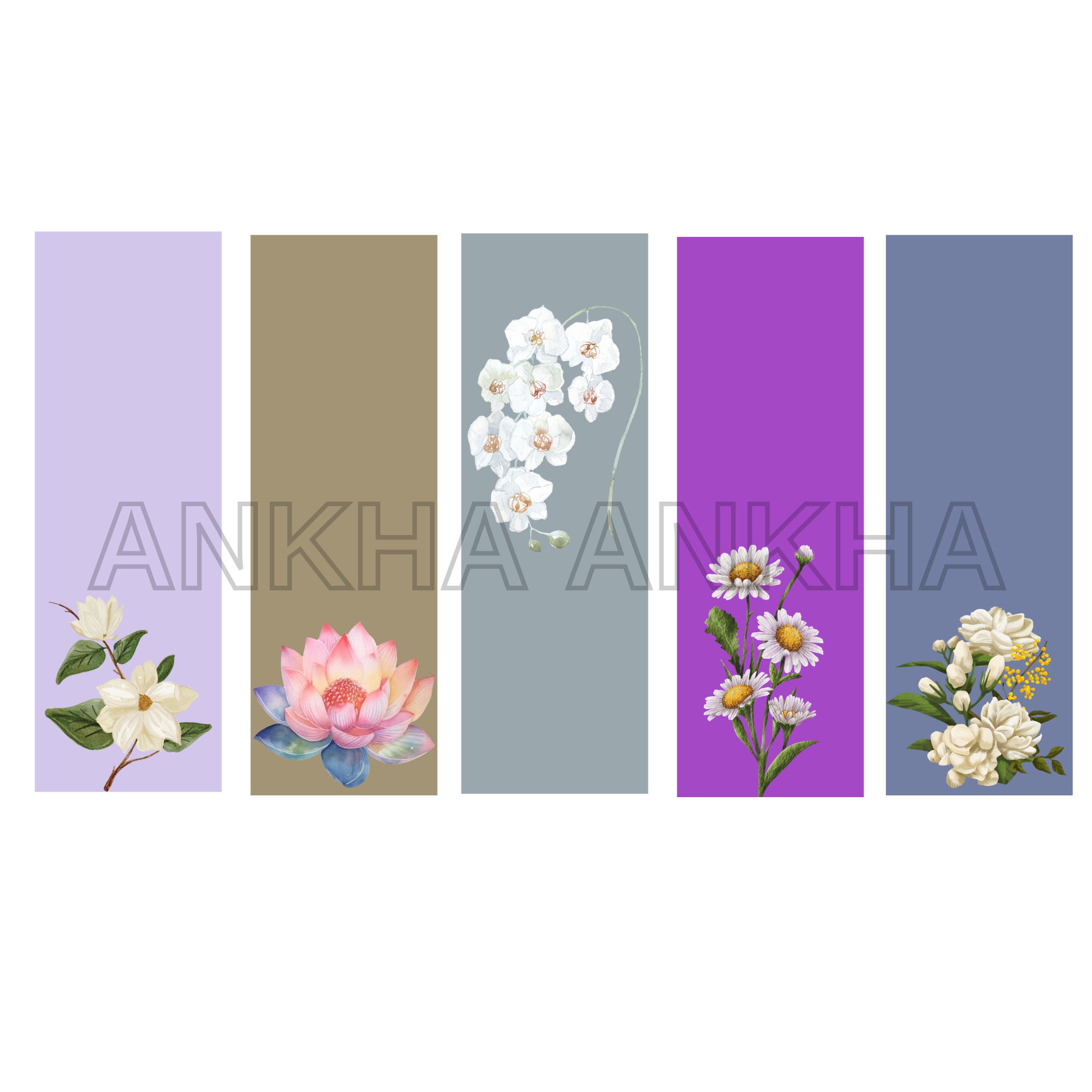 Flowers Printable Bookmarks, Digital Bookmarks, Flowers Bookmarks ...