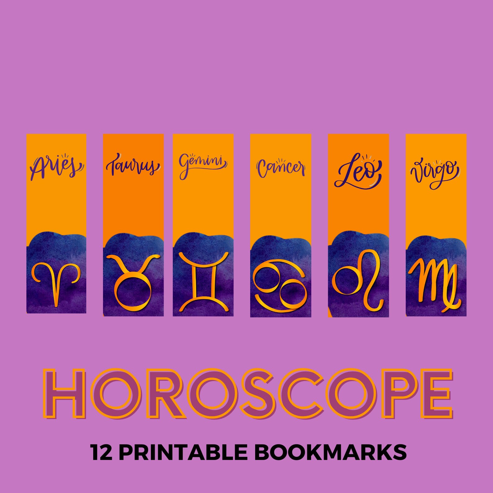 Horoscope Printable Bookmarks, Horoscope, Digital Bookmarks, Horoscope ...