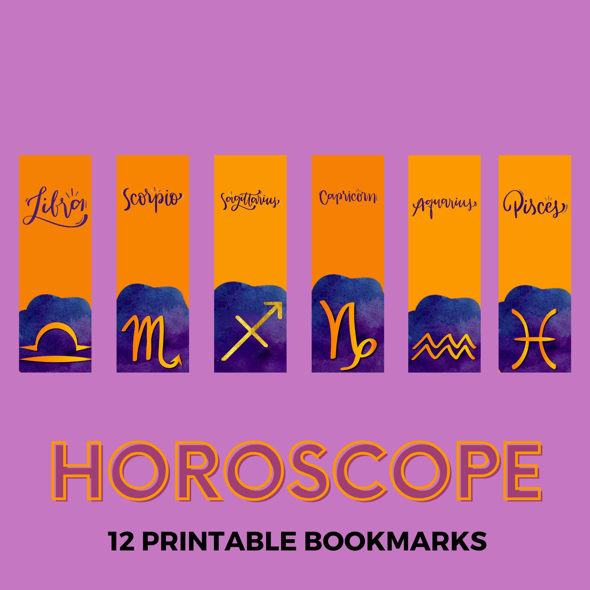 Horoscope Printable Bookmarks Horoscope Digital Bookmarks - Etsy