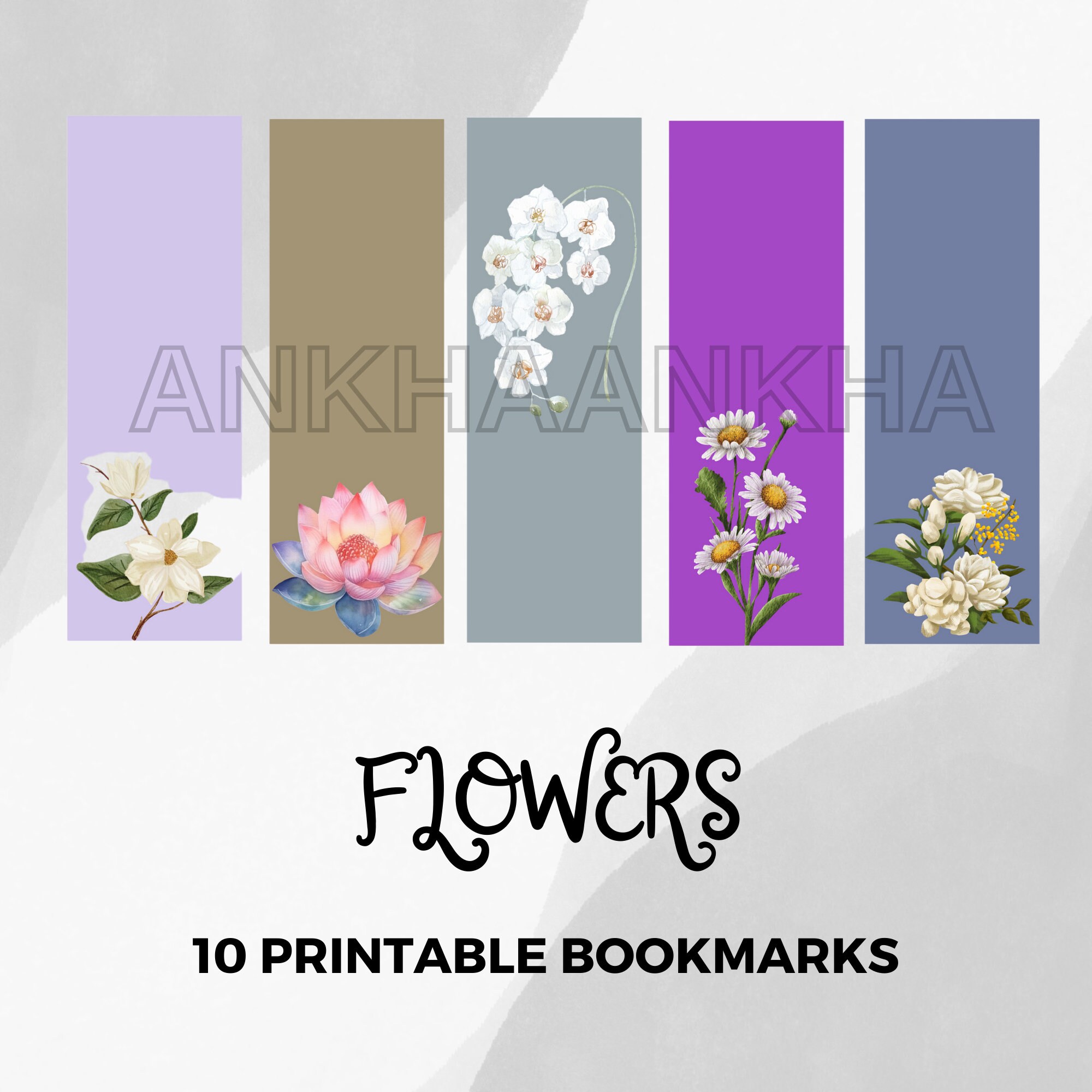 Flowers Printable Bookmarks, Digital Bookmarks, Flowers Bookmarks ...