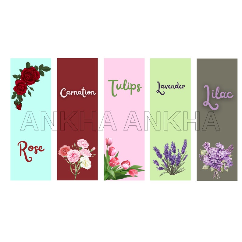 Flowers Printable Bookmark Digital Bookmarks Flowers Bookmarks ...