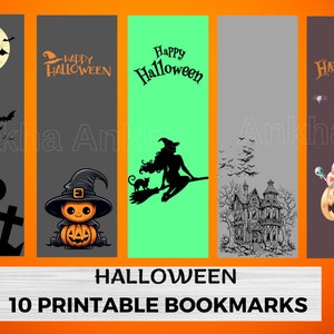 Halloween Printable Bookmarks, Digital Bookmarks, Helloween Bookmarks ...